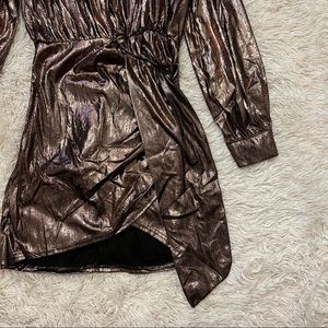 Dresses | Metallic Deep V Mini Dress | Poshmark